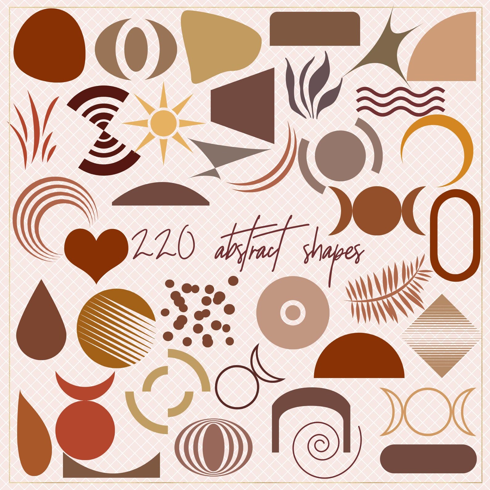 Abstract Shapes Clipart Modern Terracotta Elements Boho Clip - Etsy