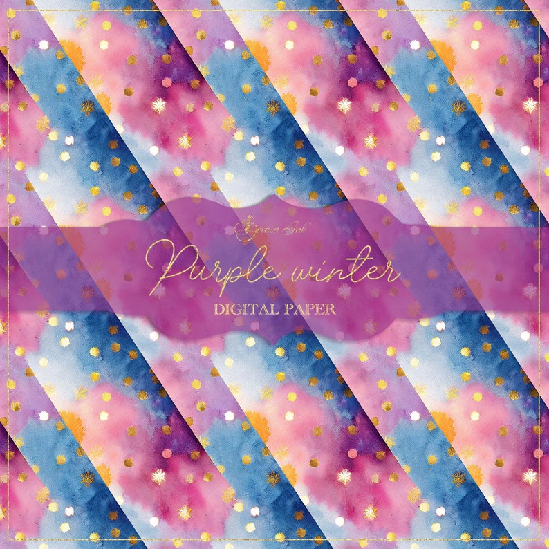 Purple Winter Digital Paper Seamless Pattern Pink - Etsy