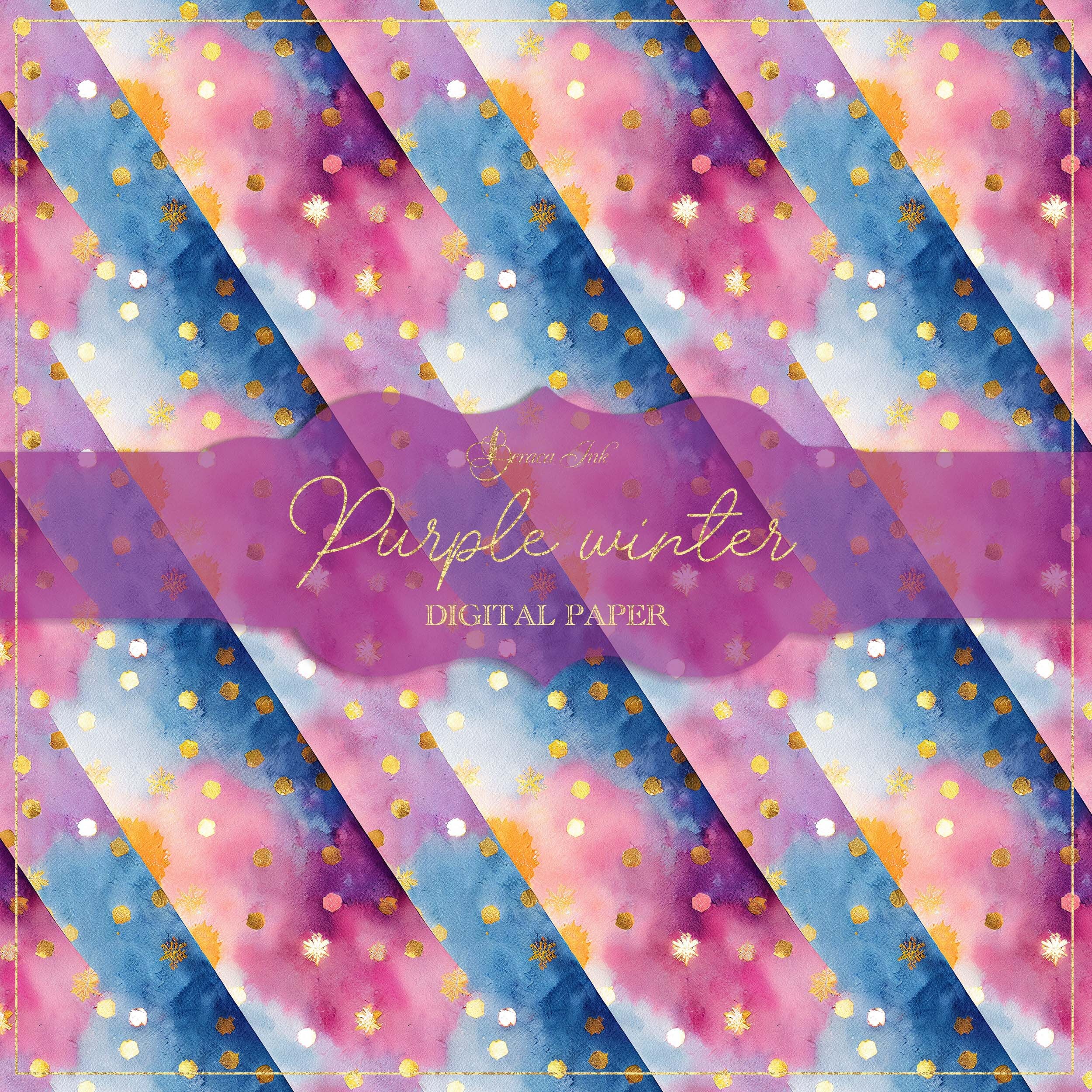 Purple Winter Digital Paper Seamless Pattern Pink - Etsy