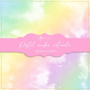 Pastel Rainbow Watercolor Digital Paper, Gradient Wallpaper, Ombre ...