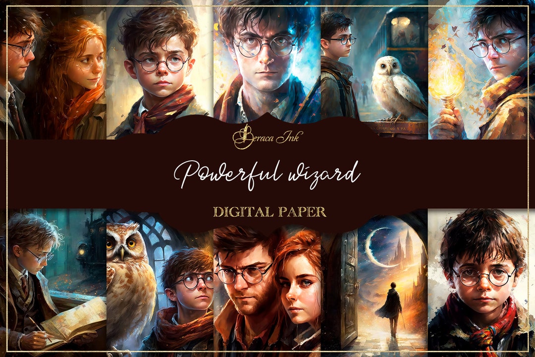 Powerful Wizard Digital Paper, Wizard School, Owl Background, AI ...
