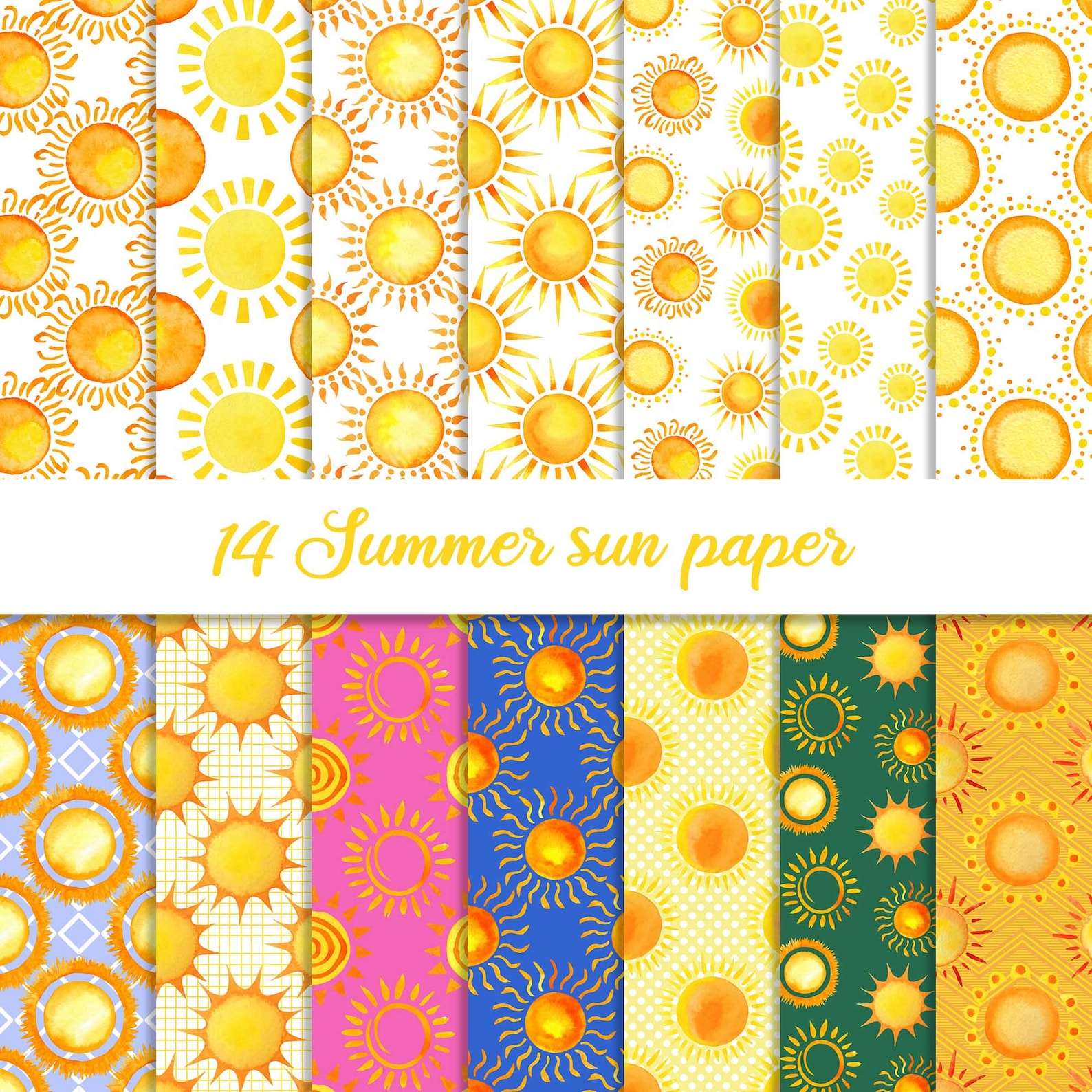 Papel digital de sol de verano papel sin costuras patrón de - Etsy México