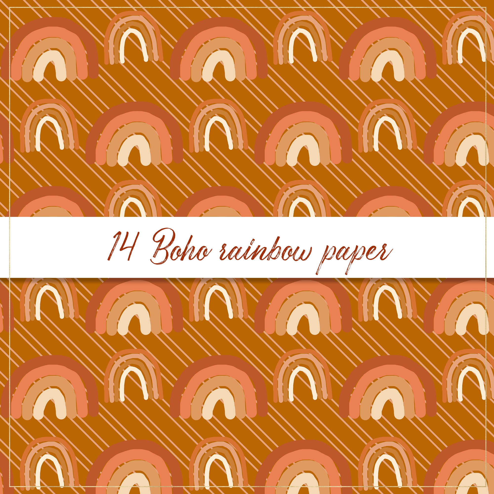 Boho rainbow digital paper rainbow seamless pattern modern | Etsy