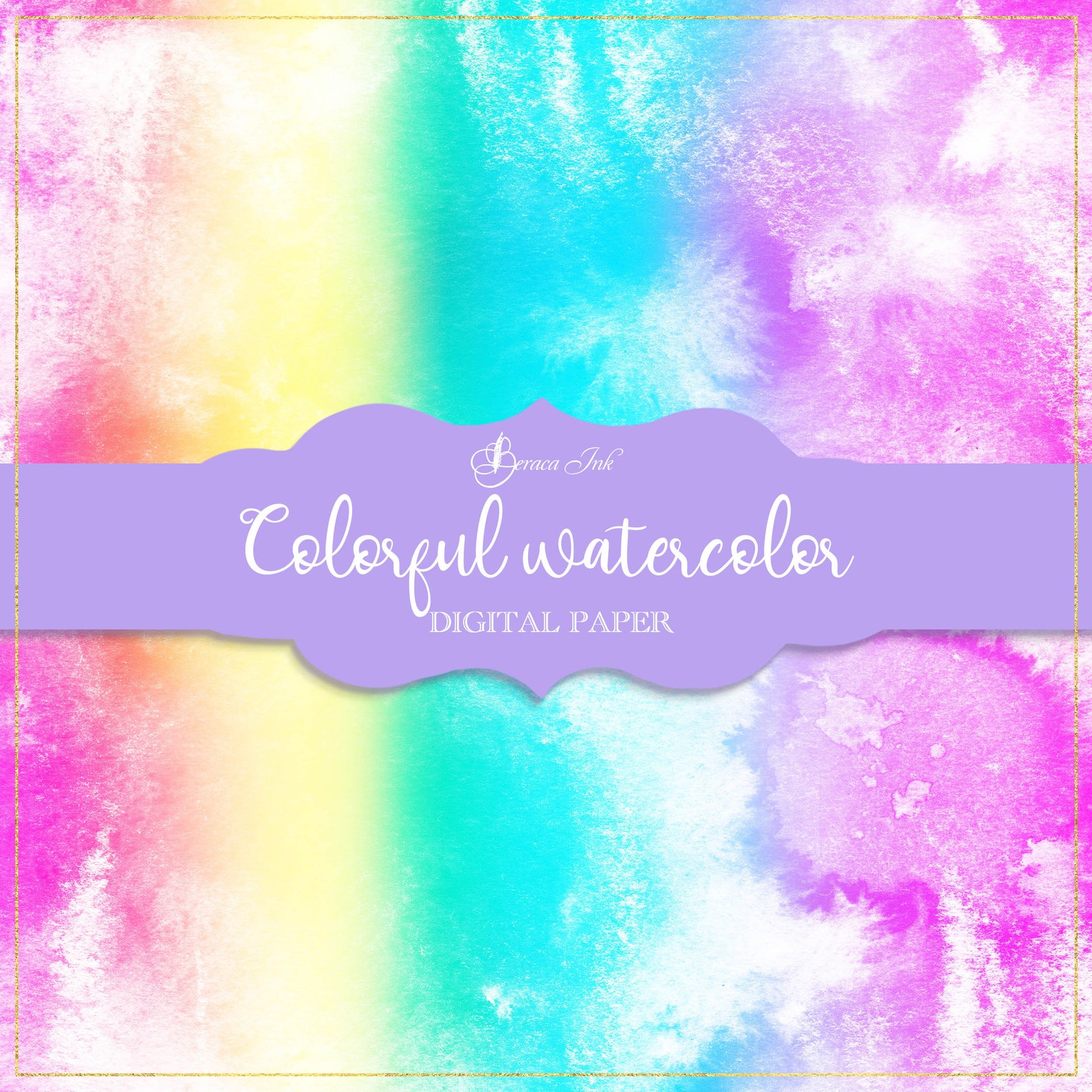Colorful Watercolor Digital Paper Rainbow Wallpaper Gradient | Etsy