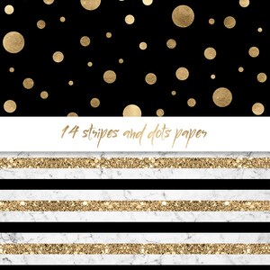 Striped Digital Paper, Gold Dots Paper, Stripe Paper, Gold Paper, Gold ...