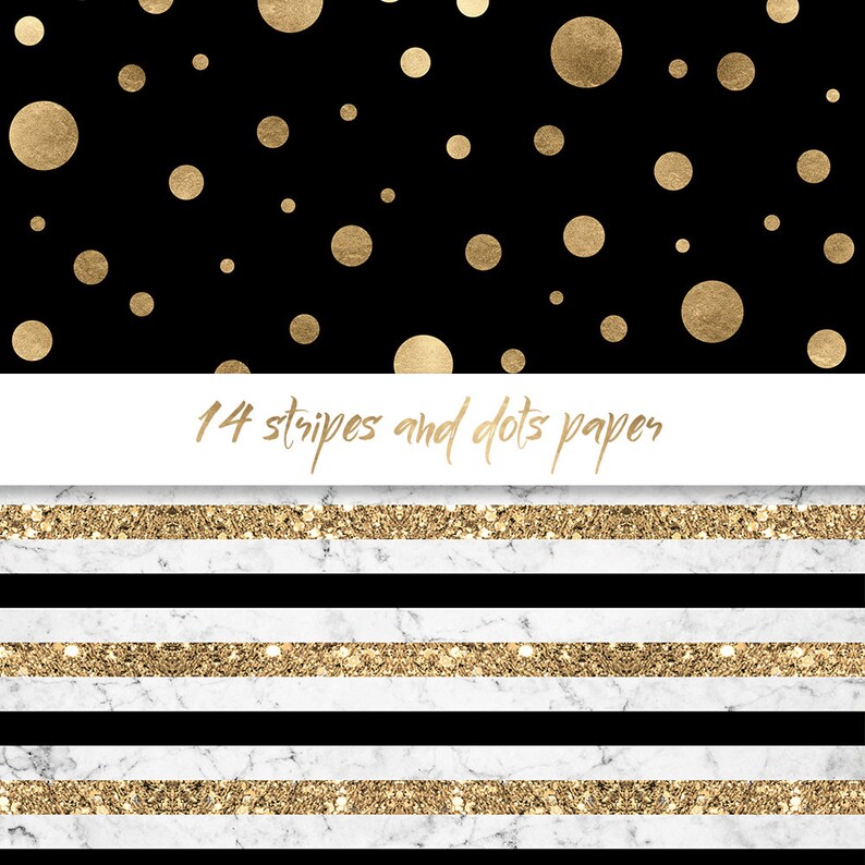 Striped digital paper Gold dots paper stripe paper gold | Etsy