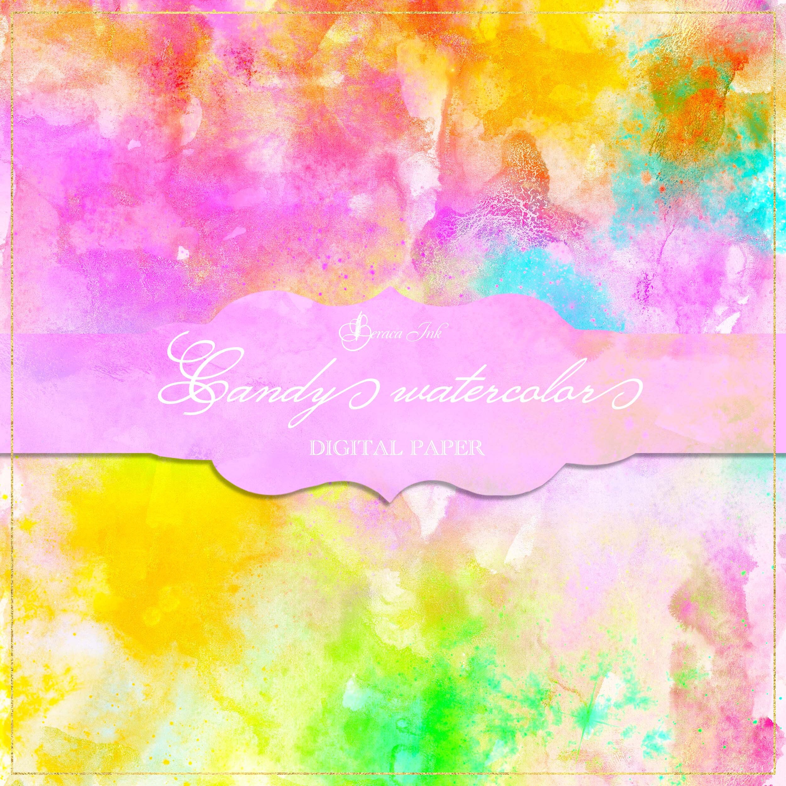Candy Watercolor Digital Paper Rainbow Colors Watercolor - Etsy