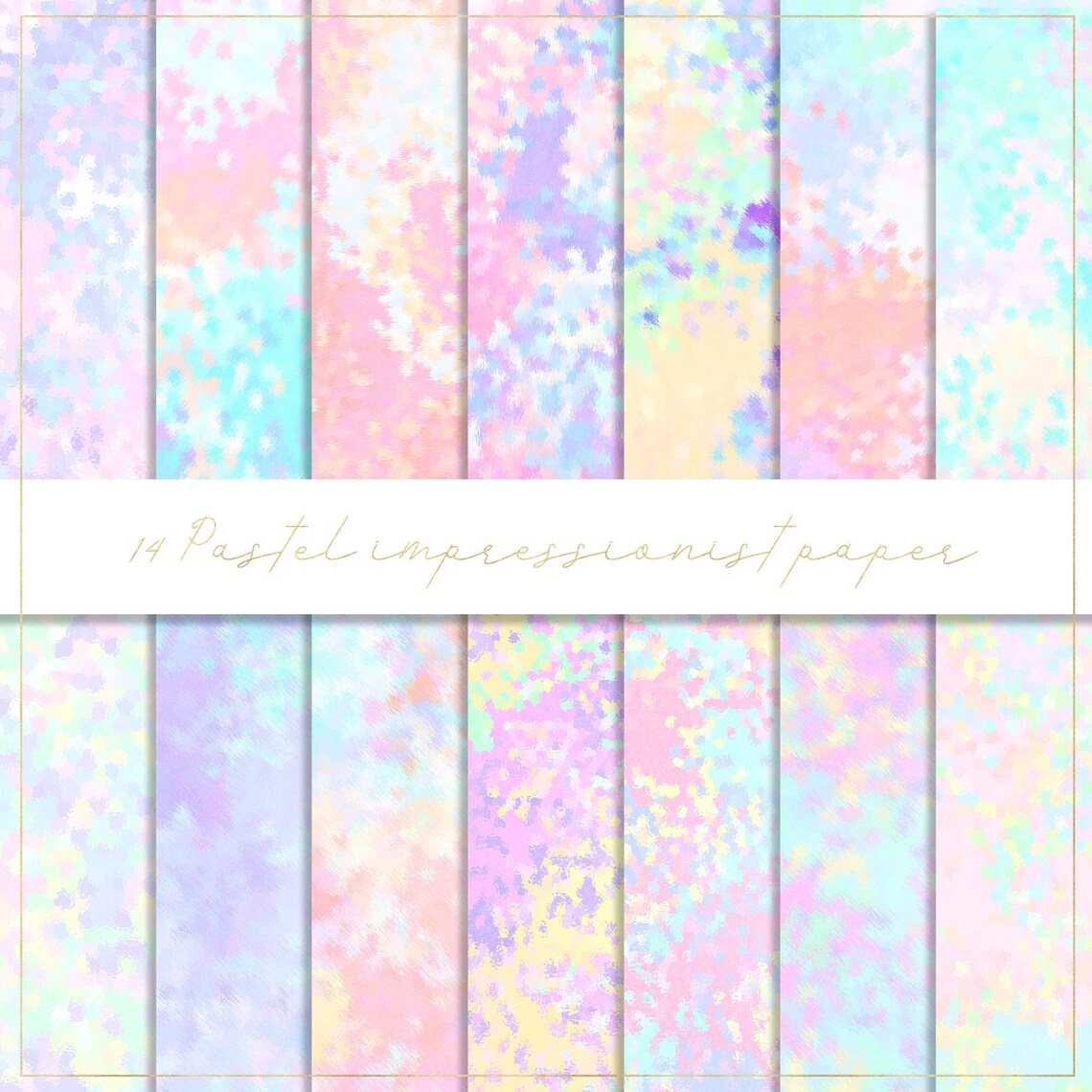 Pastel Impressionist Digital Paper Ombre Textures Pastel | Etsy
