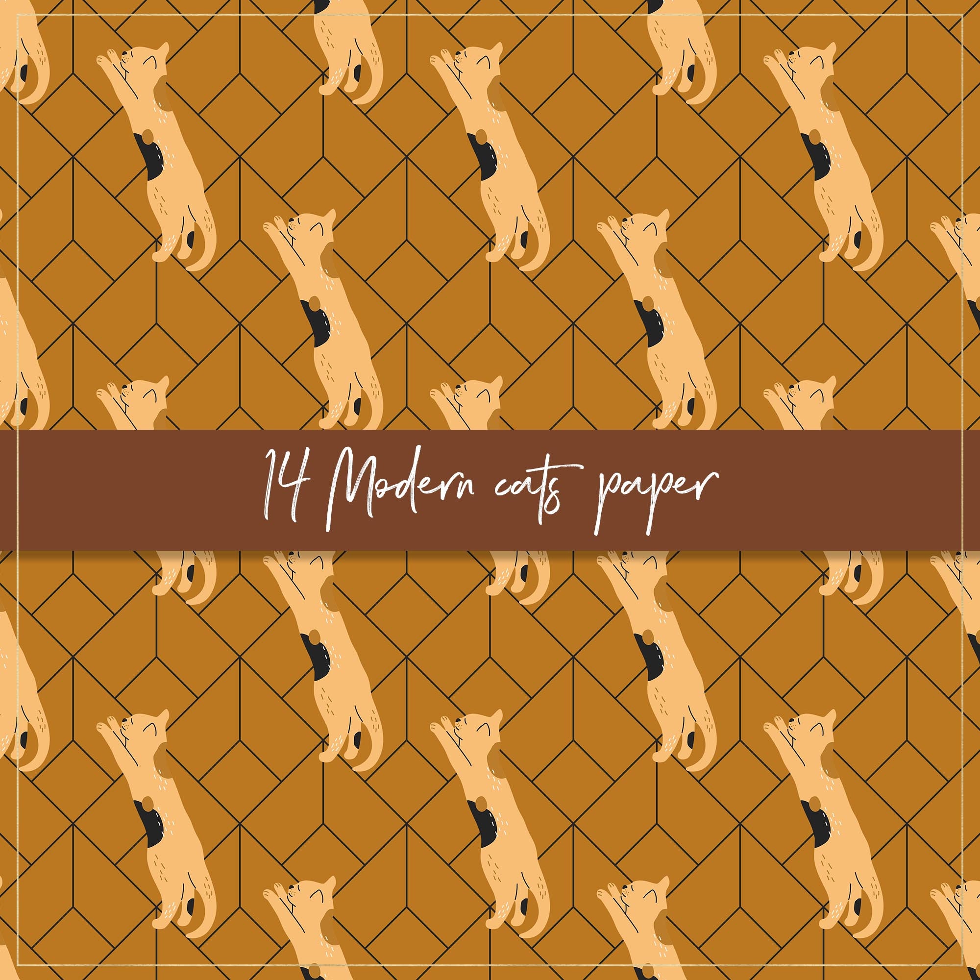 Modern Cats Digital Paper Seamless Paper Kitty Background - Etsy