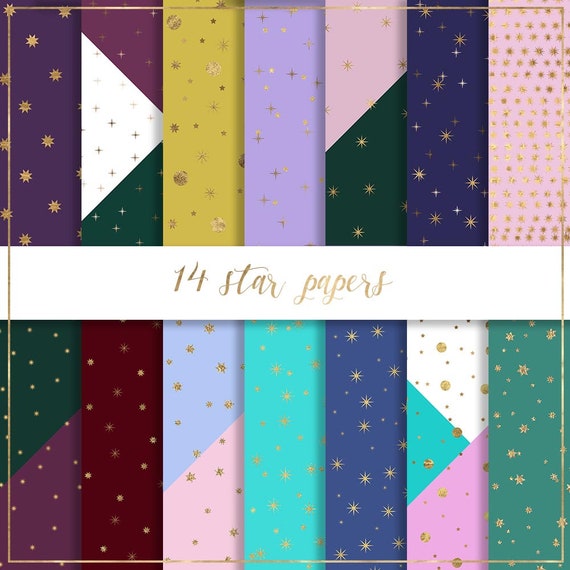 Gold stars digital paper gold stars paper scrapbook paper | Etsy