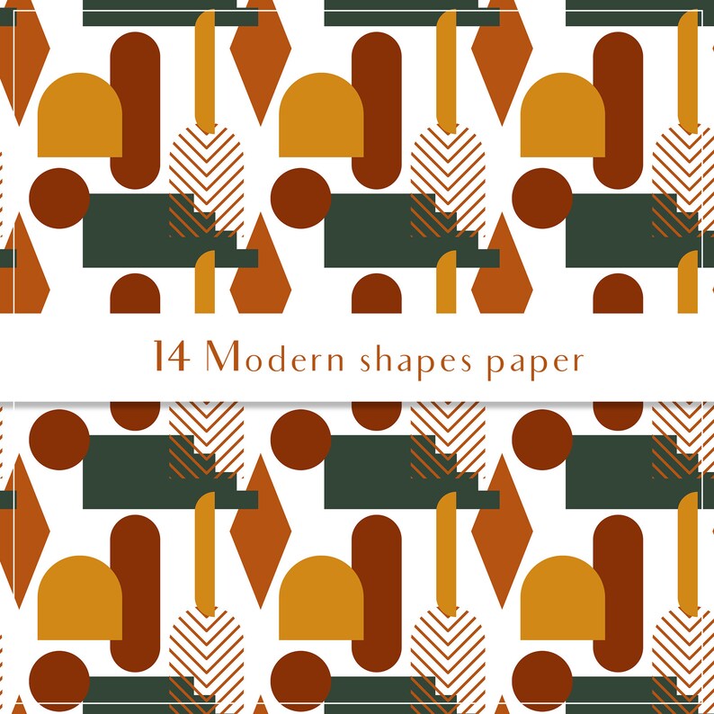 Modern Shapes Digital Paper Seamless Pattern Abstract | Etsy