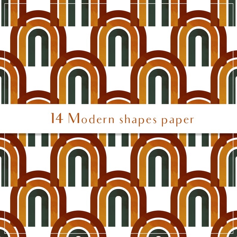 Modern Shapes Digital Paper Seamless Pattern Abstract | Etsy