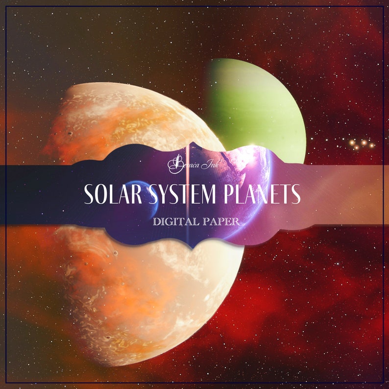 Solar System Planets Digital Paper, Galaxy Background, Space Backdrop ...