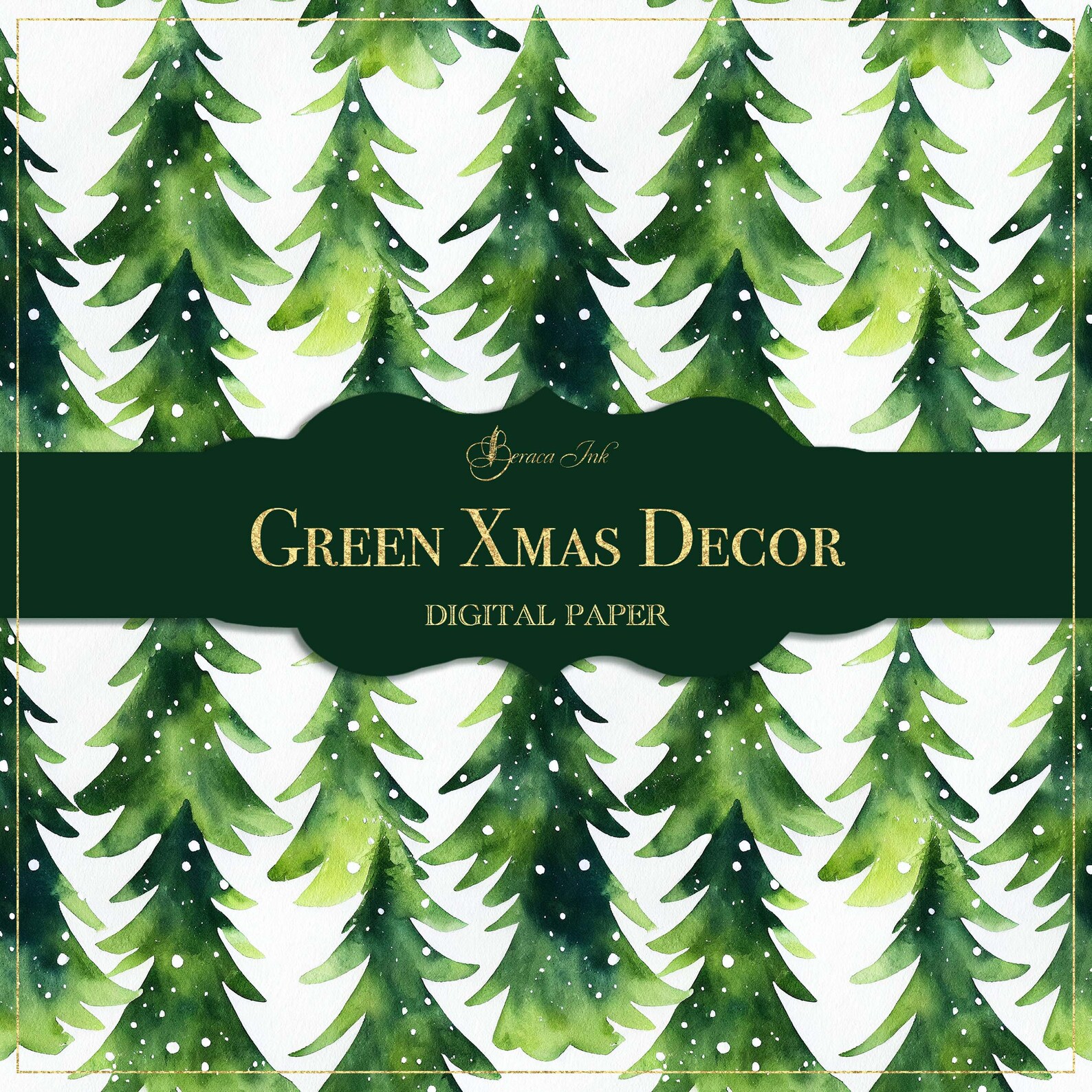 Green Xmas Decor Digital Paper Seamless Pattern Christmas - Etsy