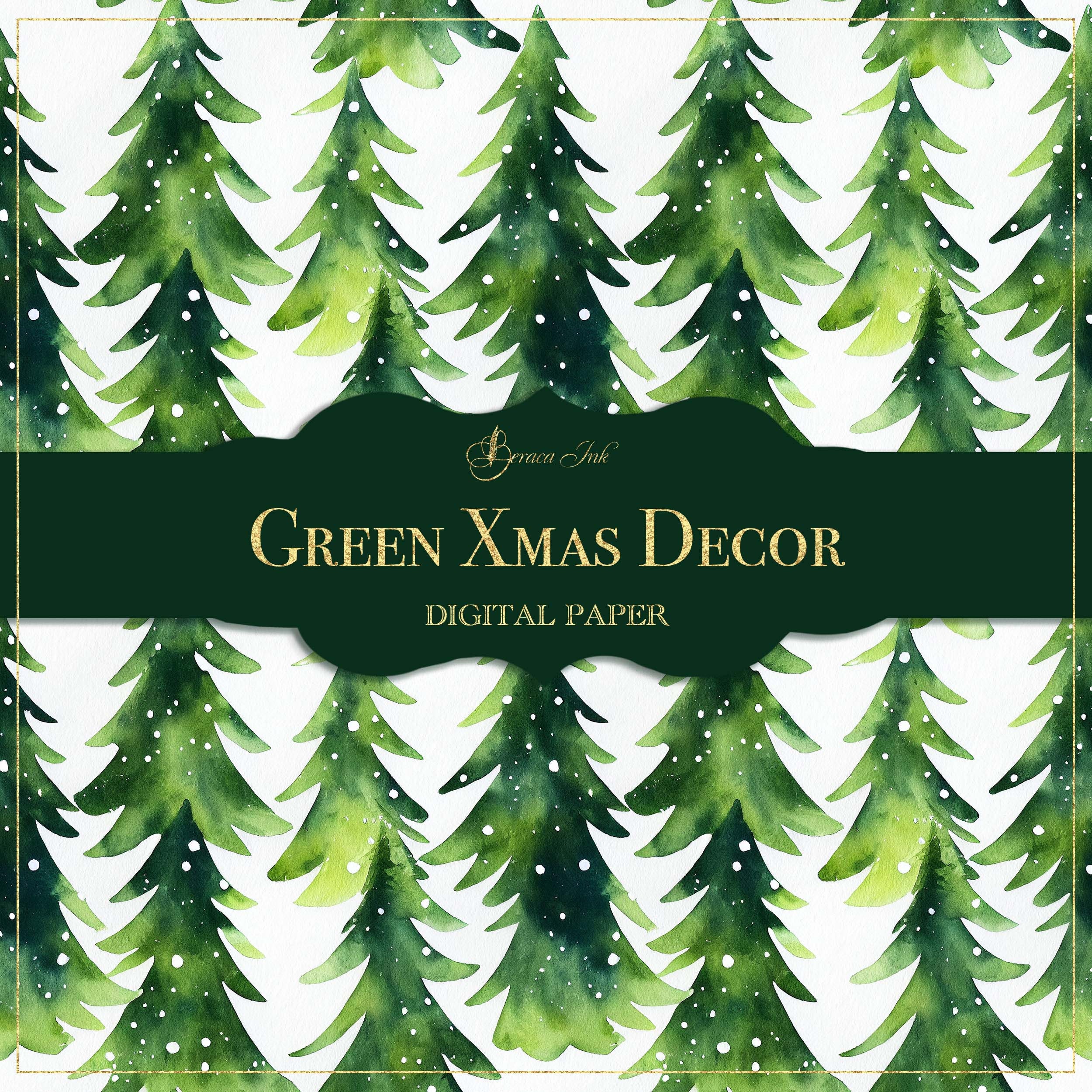 Green Xmas Decor Digital Paper Seamless Pattern Christmas - Etsy