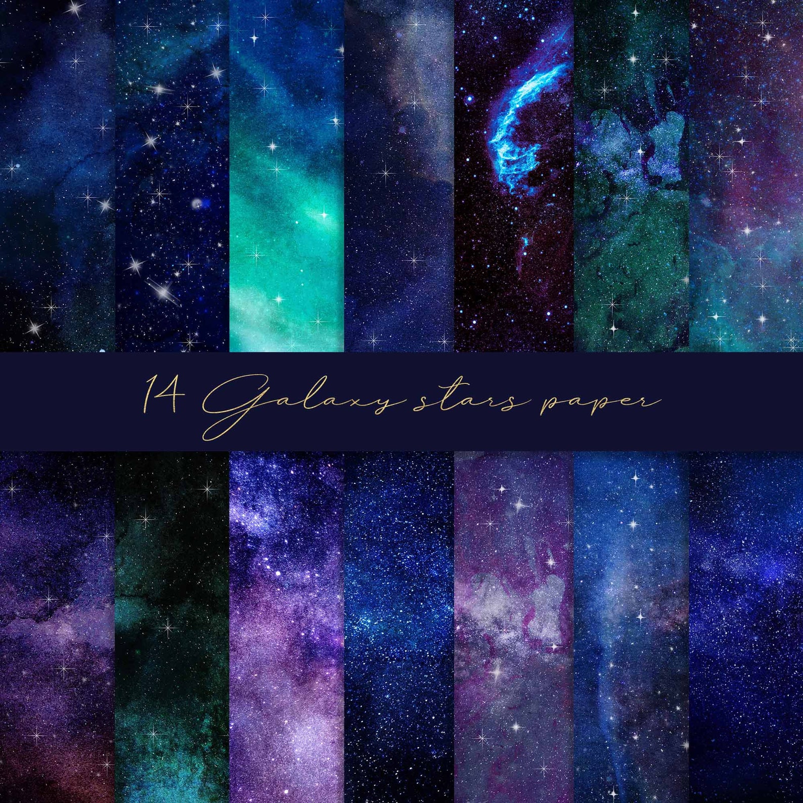 Galaxy Stars Digital Paper Space Background Watercolor - Etsy