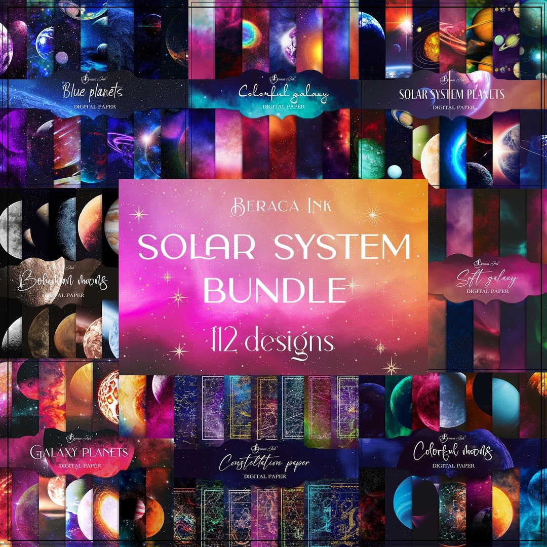 Solar System BUNDLE Digital Paper, Galaxy Paper, Space Background ...