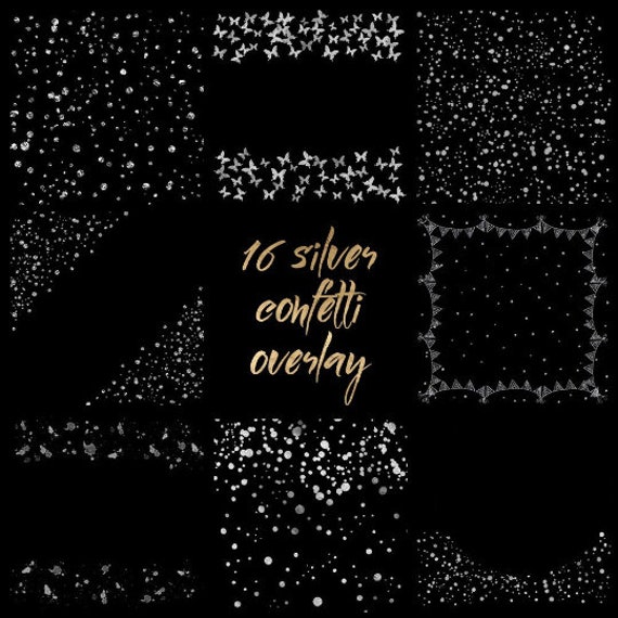 Silver confetti overlay Silver Glitter confetti clipart | Etsy