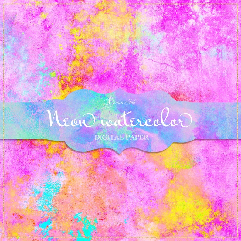 Neon Watercolor Digital Paper Neon Gradient Rainbow - Etsy