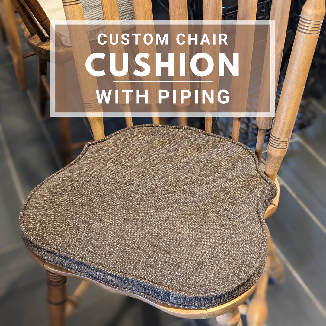Custom Chair Cushion With Piping and Non-slip Bottom and Stain ...