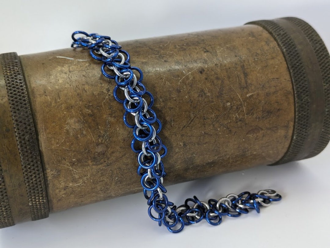 Shaggy Loops Chain Maille Weave Bracelet Blue and Silver - Etsy