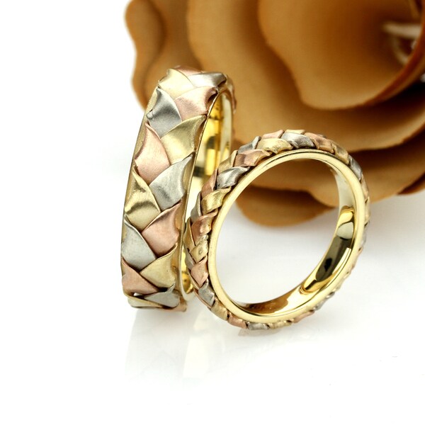 Tricolor Braided Wedding Band - Etsy