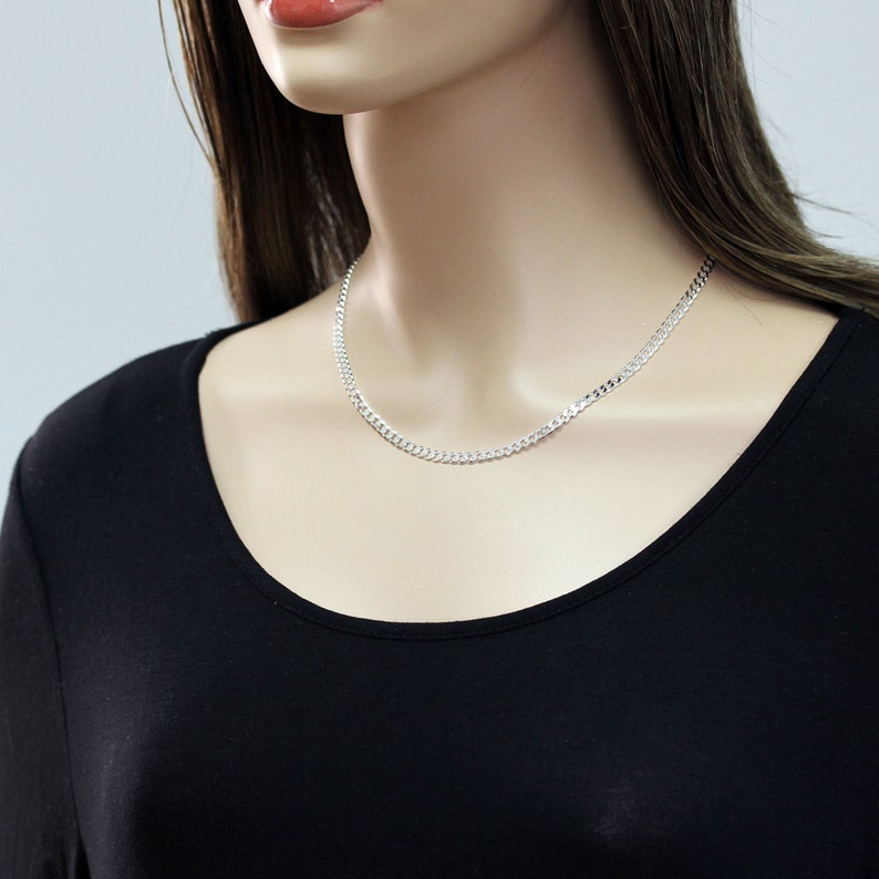 Women's Sterling Silver Chain Necklace CURB 925 Silver - Etsy