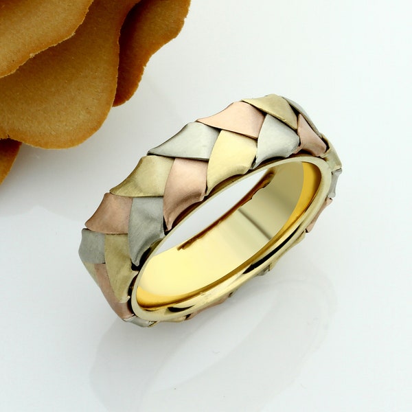 Tricolor Braided Wedding Band - Etsy