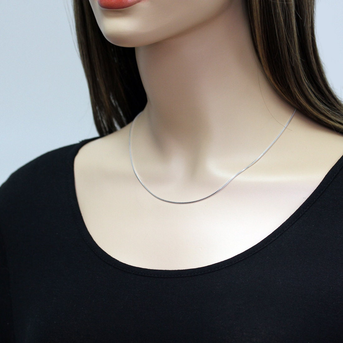 Sterling Silver Box Chain Necklace: Italian 925 Silver - Etsy