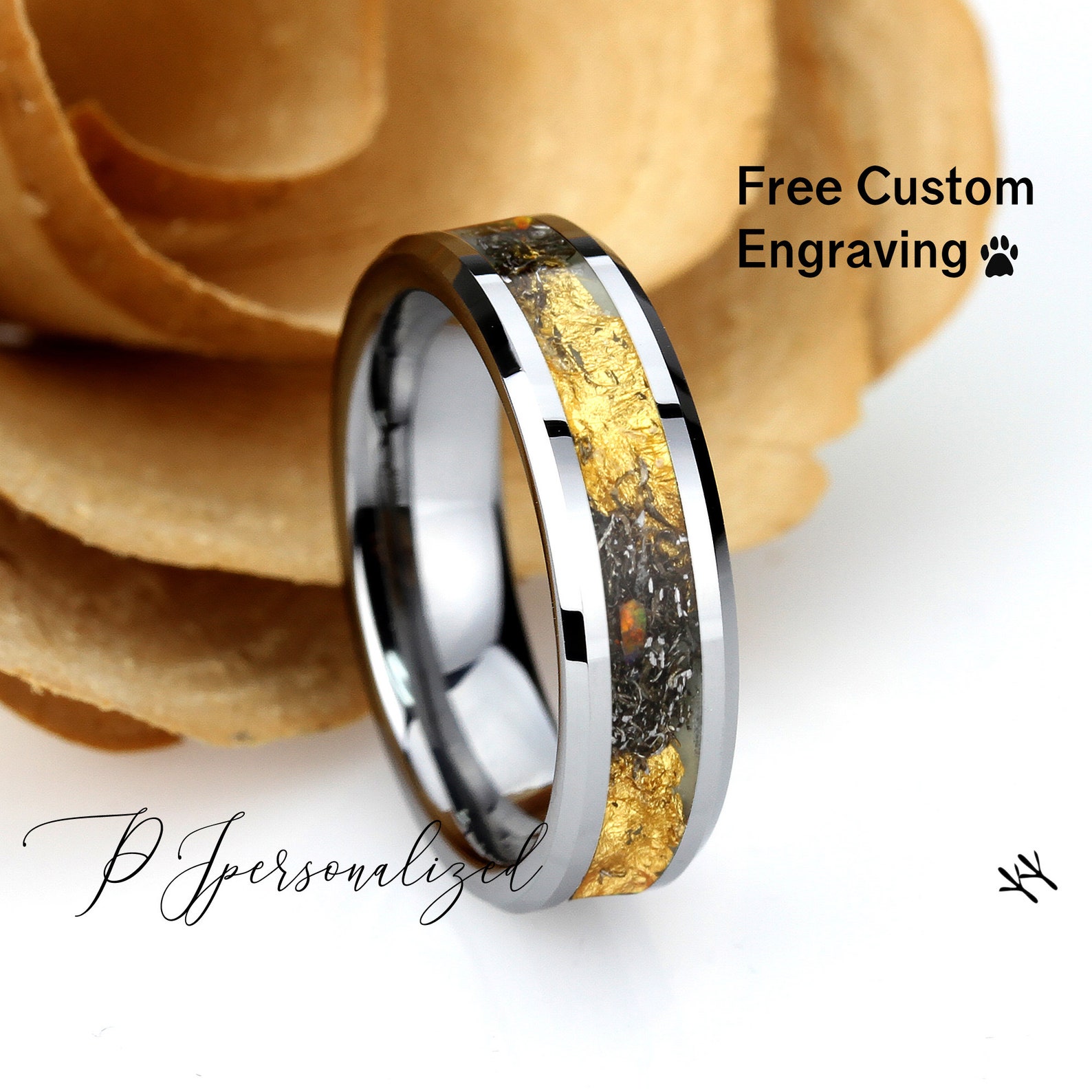 24K Pure Gold Leaf Ring Natural Meteorite Ring Glow Ring - Etsy