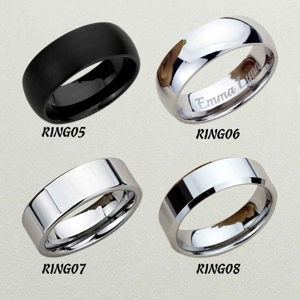 8mm Tungsten Promise Ring Wedding Band Custom Engraving | Etsy
