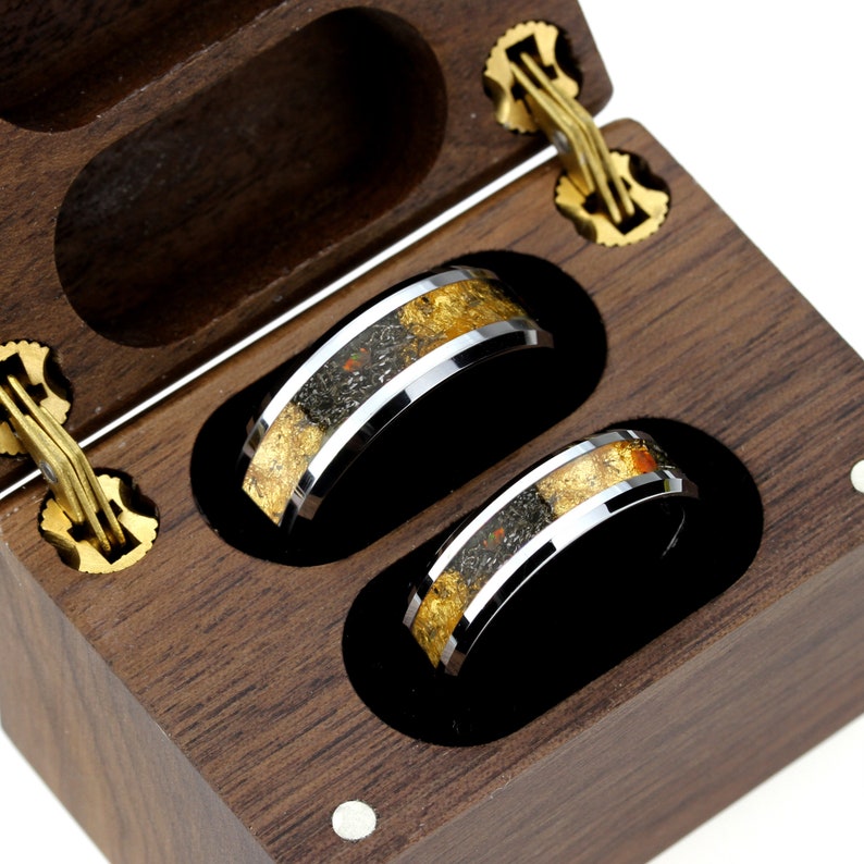 24K Pure Gold Leaf Ring Natural Meteorite Ring Glow Ring - Etsy