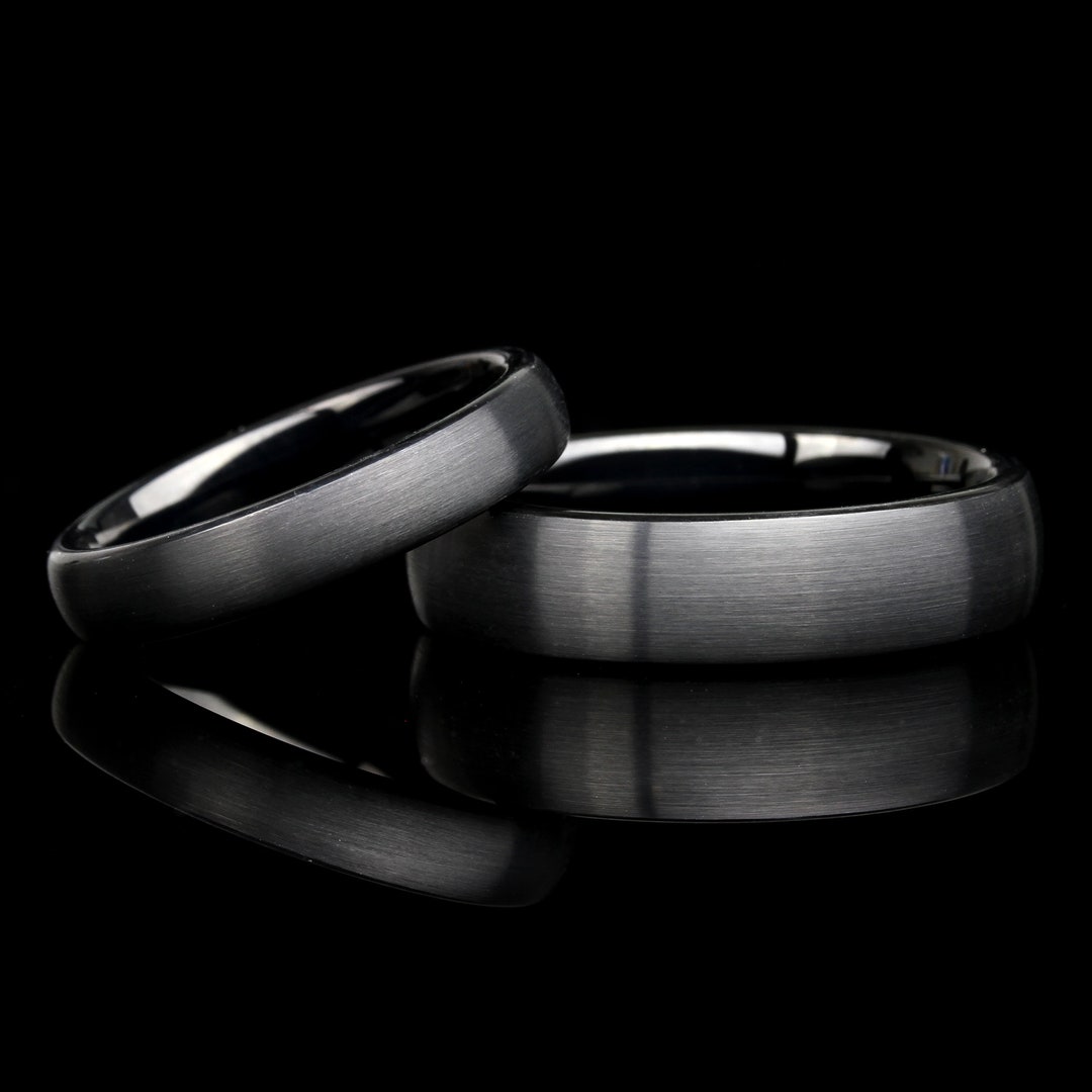 His and Hers Tungsten Wedding Band Set, Men & Women, 6mm/4mm, Matte ...