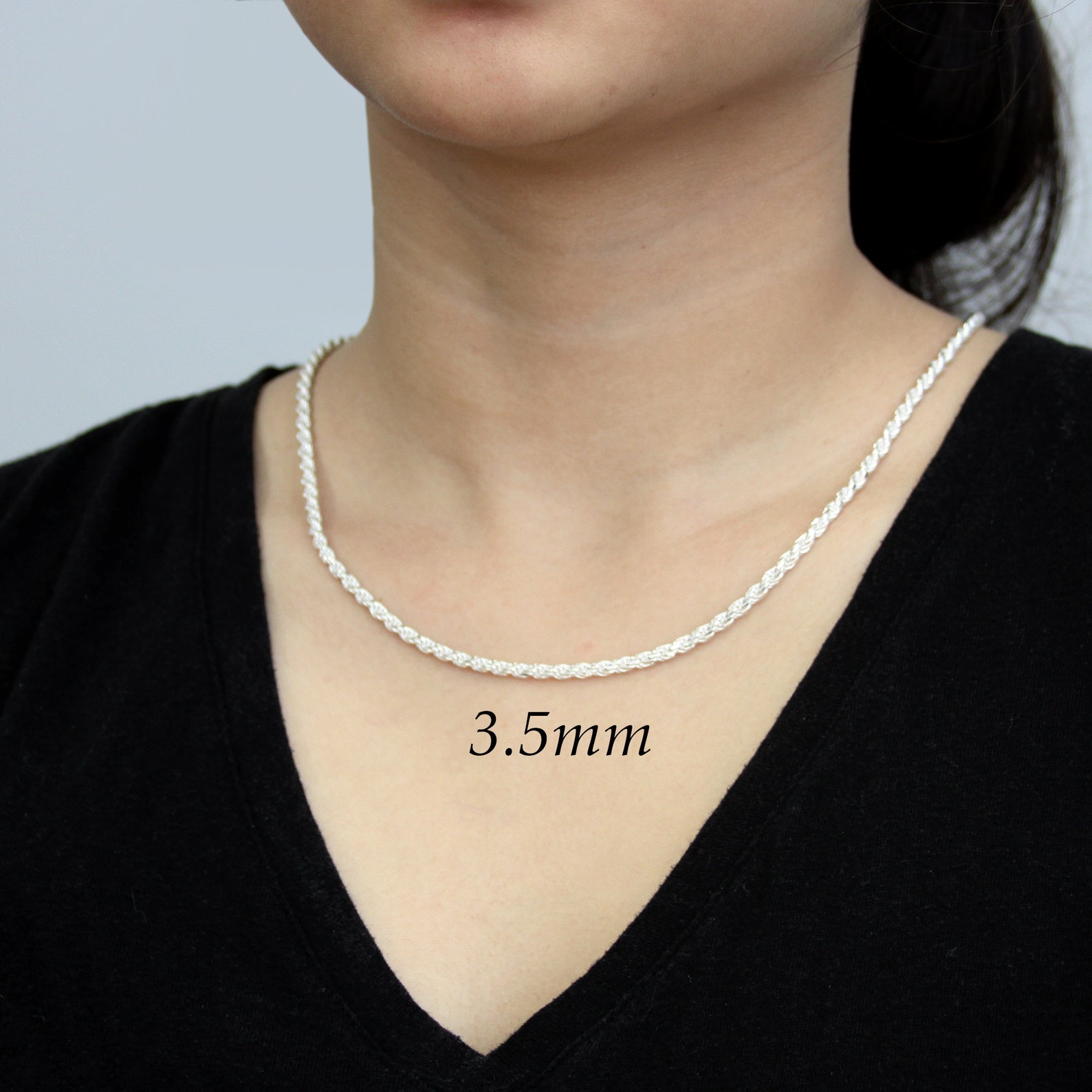 Sterling Silver ROPE Chain Necklace Women Silver Bracelet - Etsy