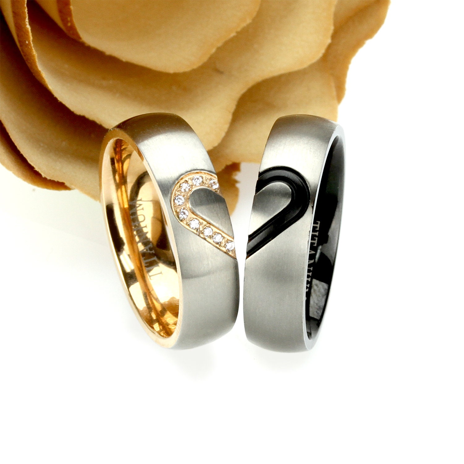 His Ring Only Titanium Wedding Band Set 6mm Love Heart | Etsy