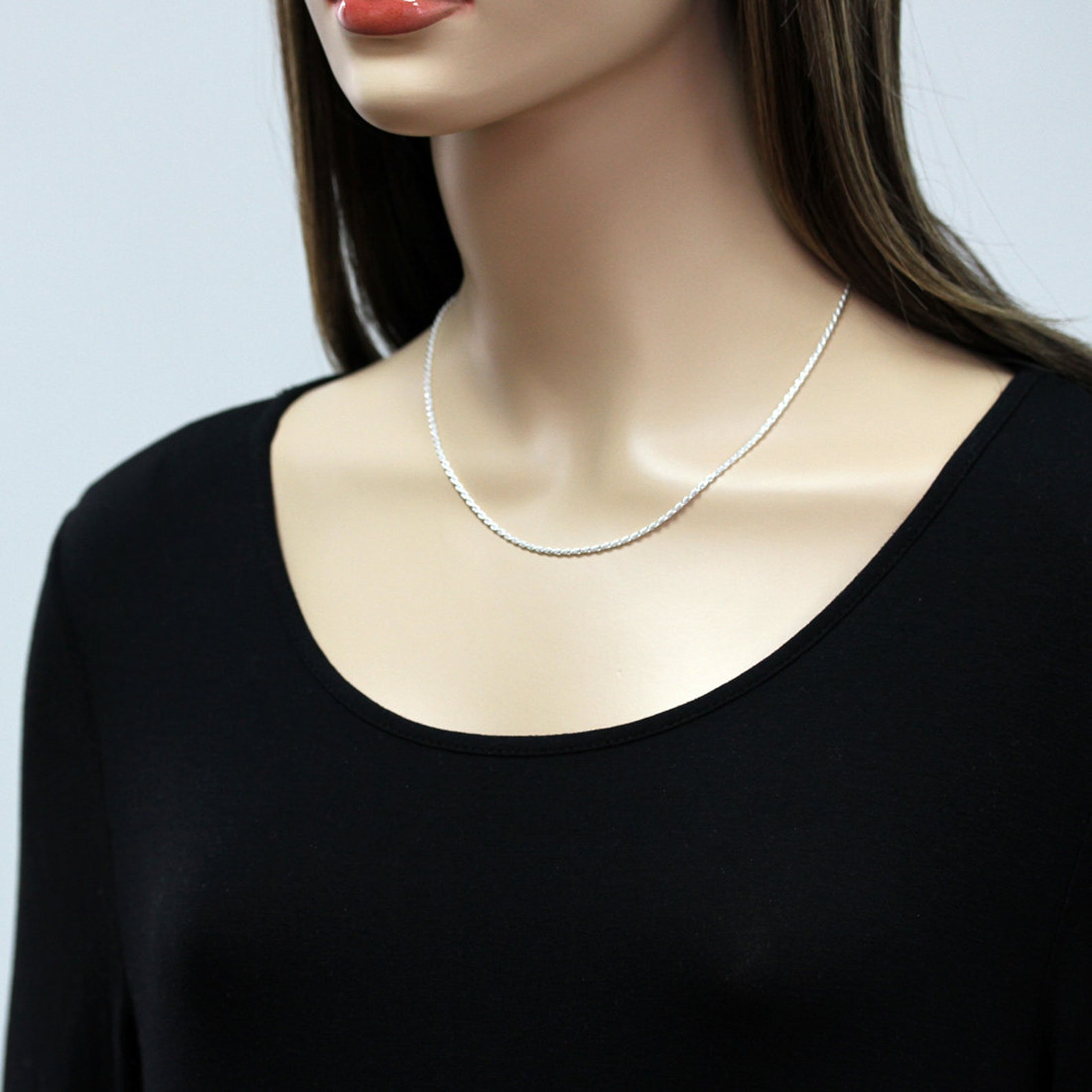 Sterling Silver ROPE Chain Necklace Women Silver Bracelet - Etsy