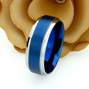 Tungsten Ring, Men's Tungsten Wedding Band, Men's Blue Wedding Band ...