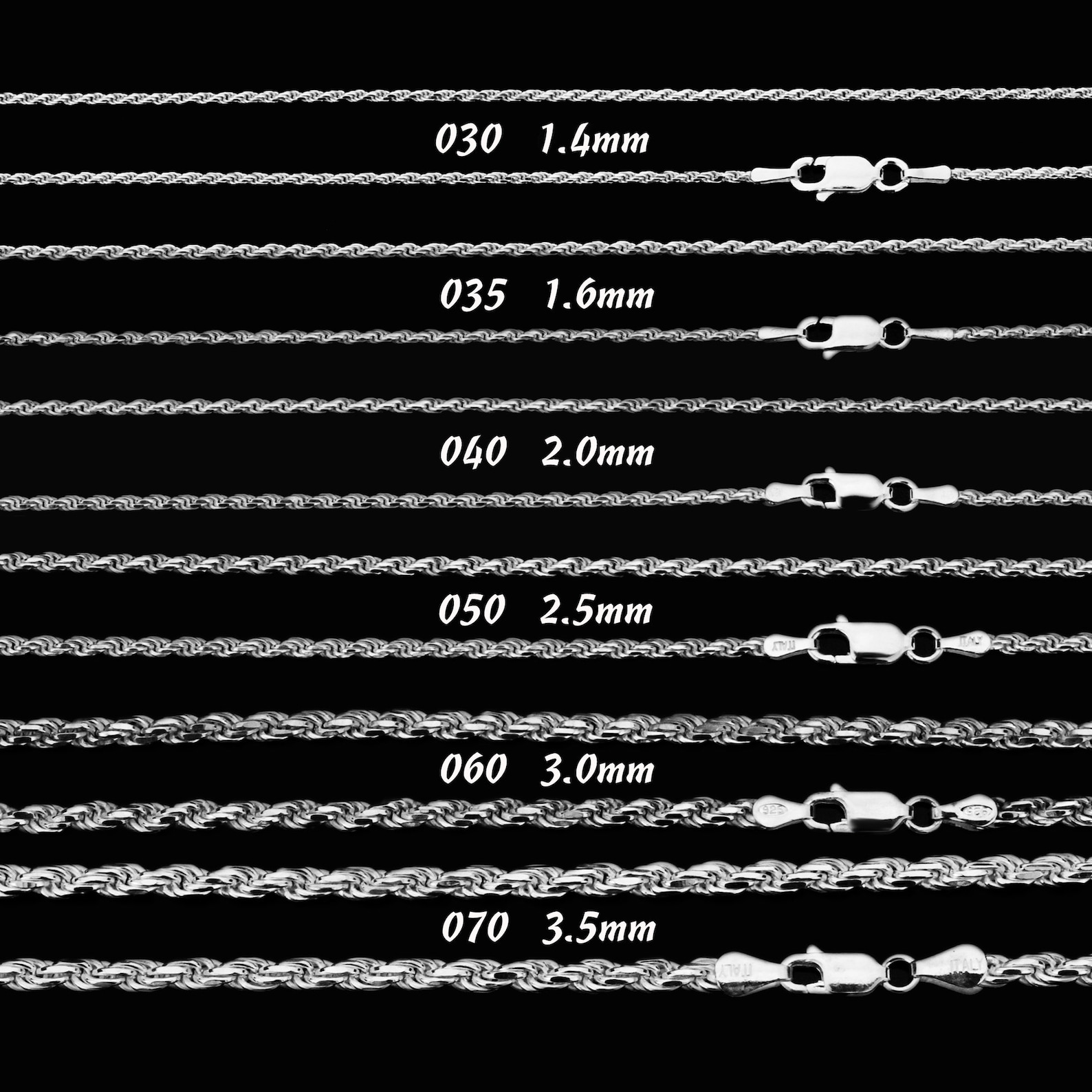 Sterling Silver ROPE Chain Necklace Women Silver Bracelet - Etsy