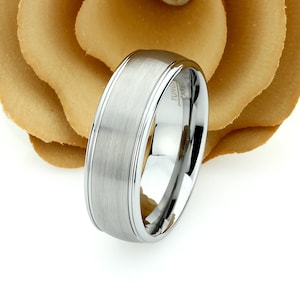 His and Hers Tungsten Wedding Band Set, Men & Women, 8mm, 6mm, Matte ...