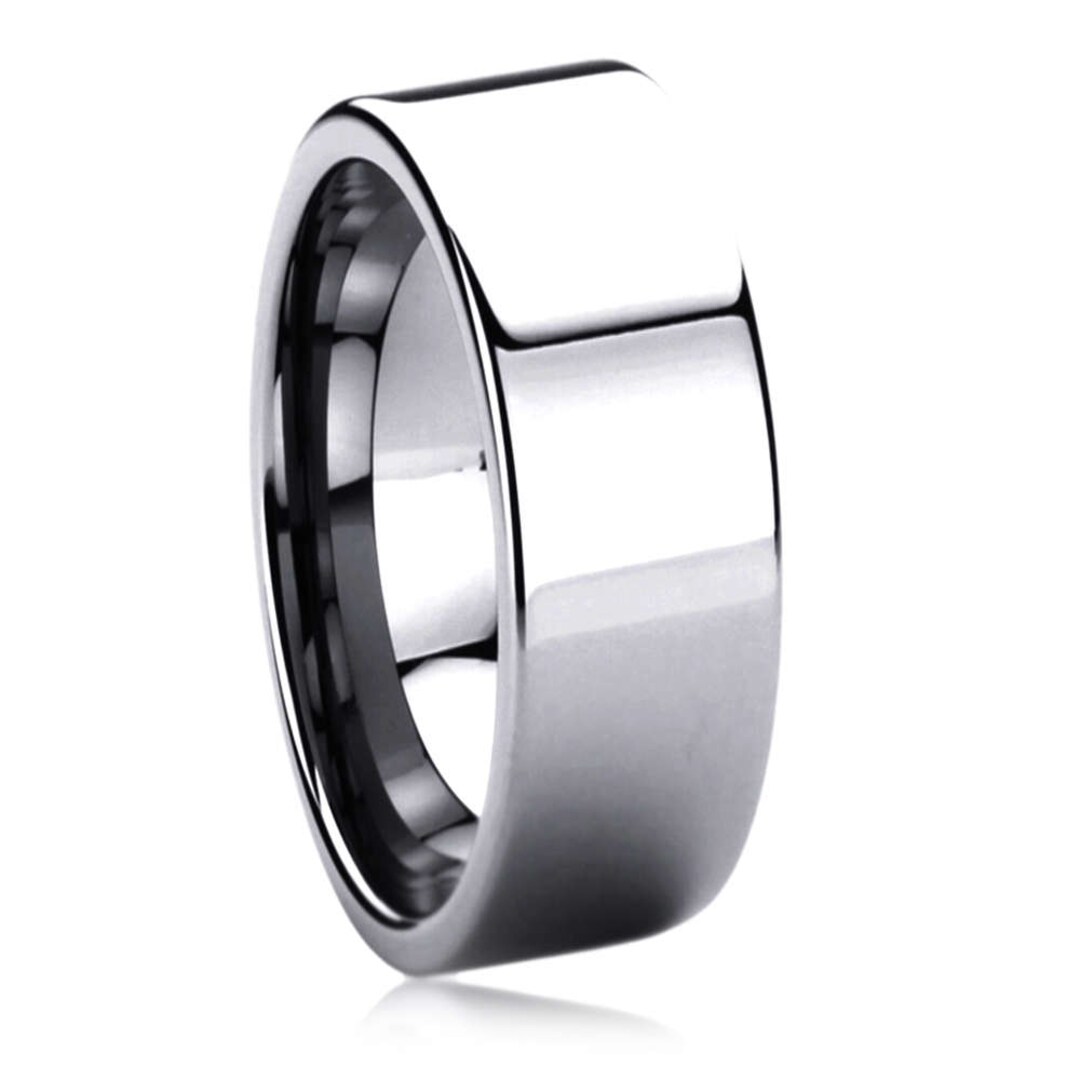 6mm Tungsten Wedding Band: Flat Classy Anniversary Ring, Personalized ...
