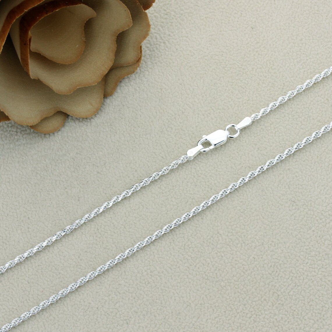 Sterling Silver ROPE Chain Necklace Women Silver Bracelet - Etsy