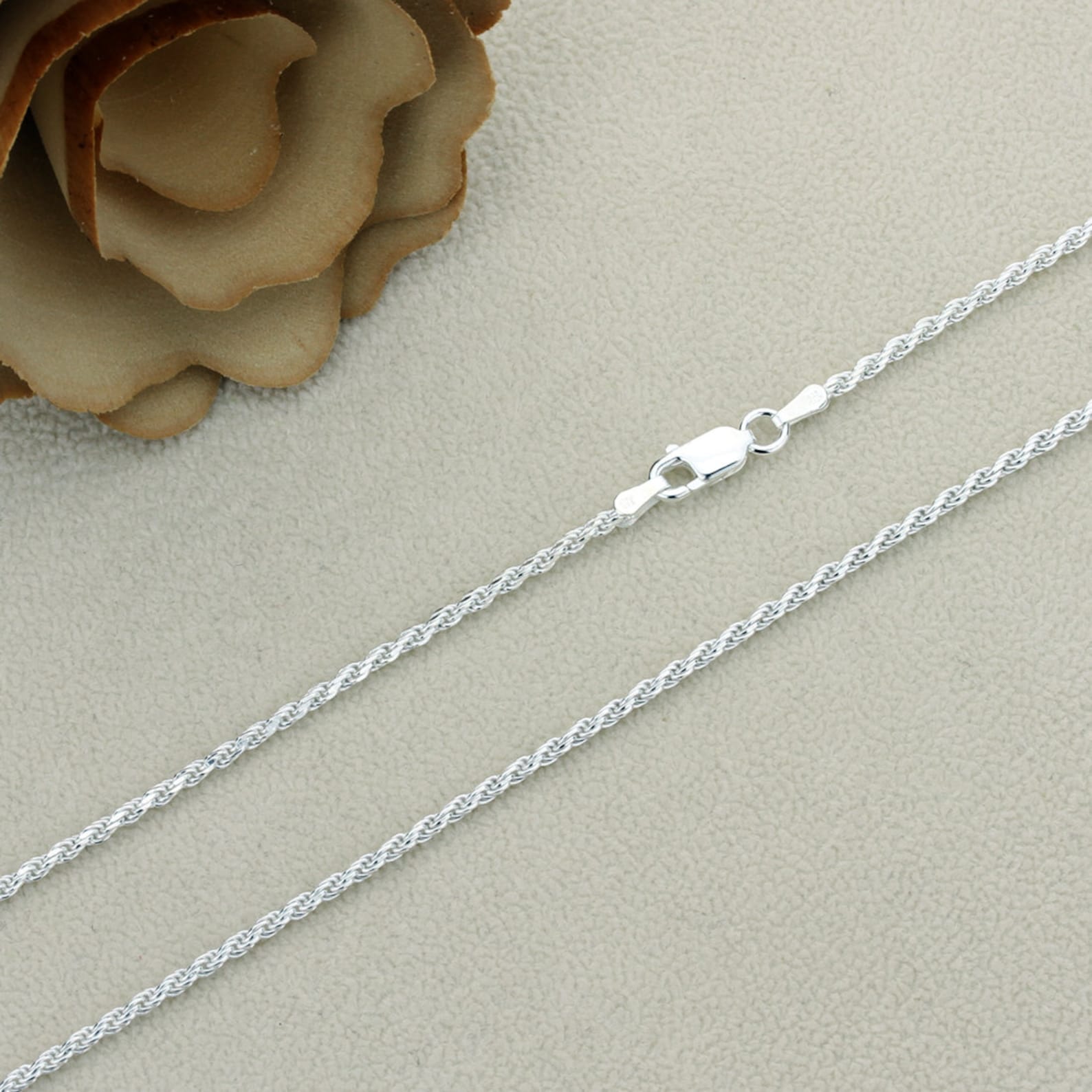 Sterling Silver ROPE Chain Necklace Women Silver Bracelet - Etsy