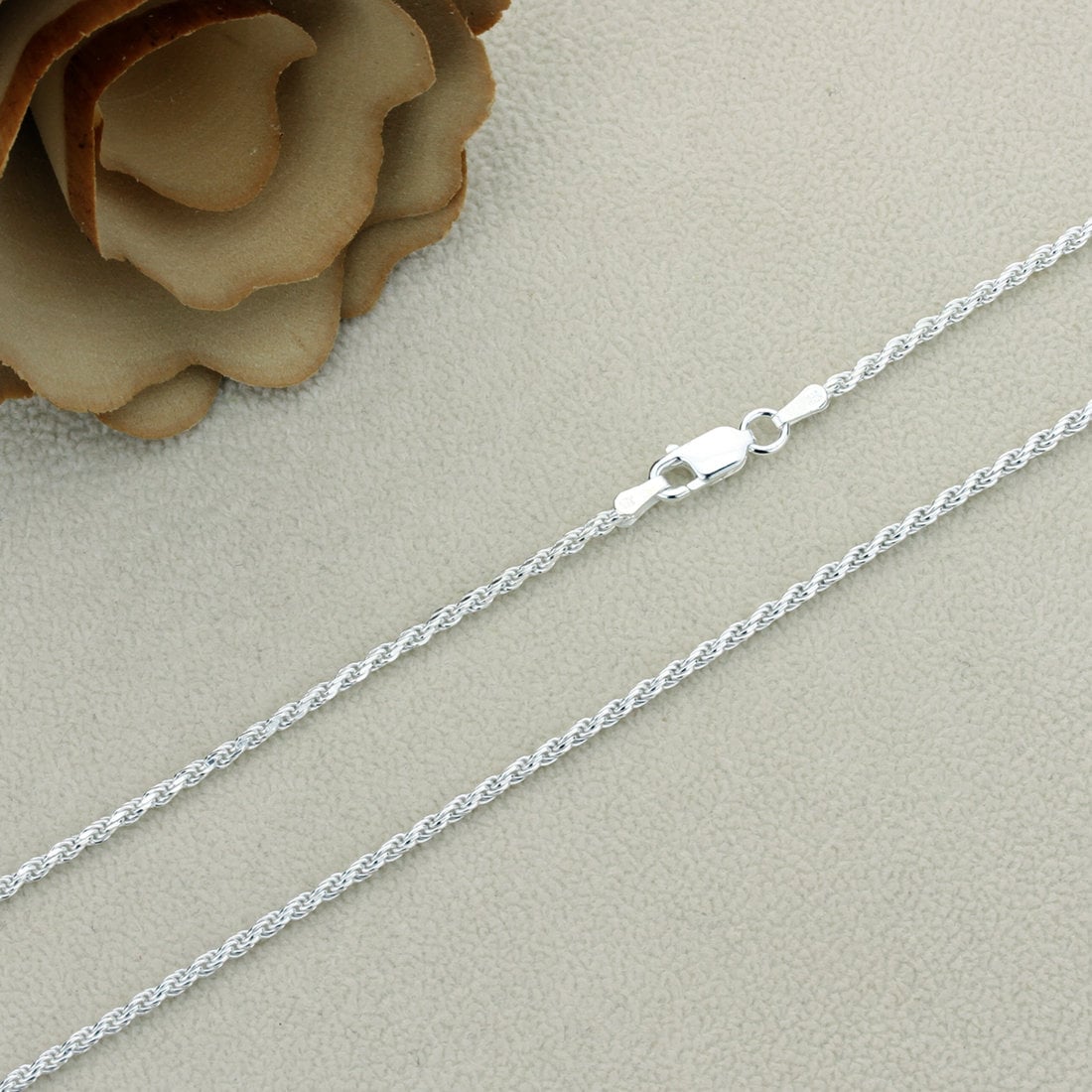 Sterling Silver ROPE Chain Necklace Women Silver Bracelet - Etsy