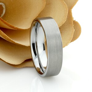 Pipe Cut Matte Tungsten Wedding Band Men, Custom Engraving 6mm Tungsten ...