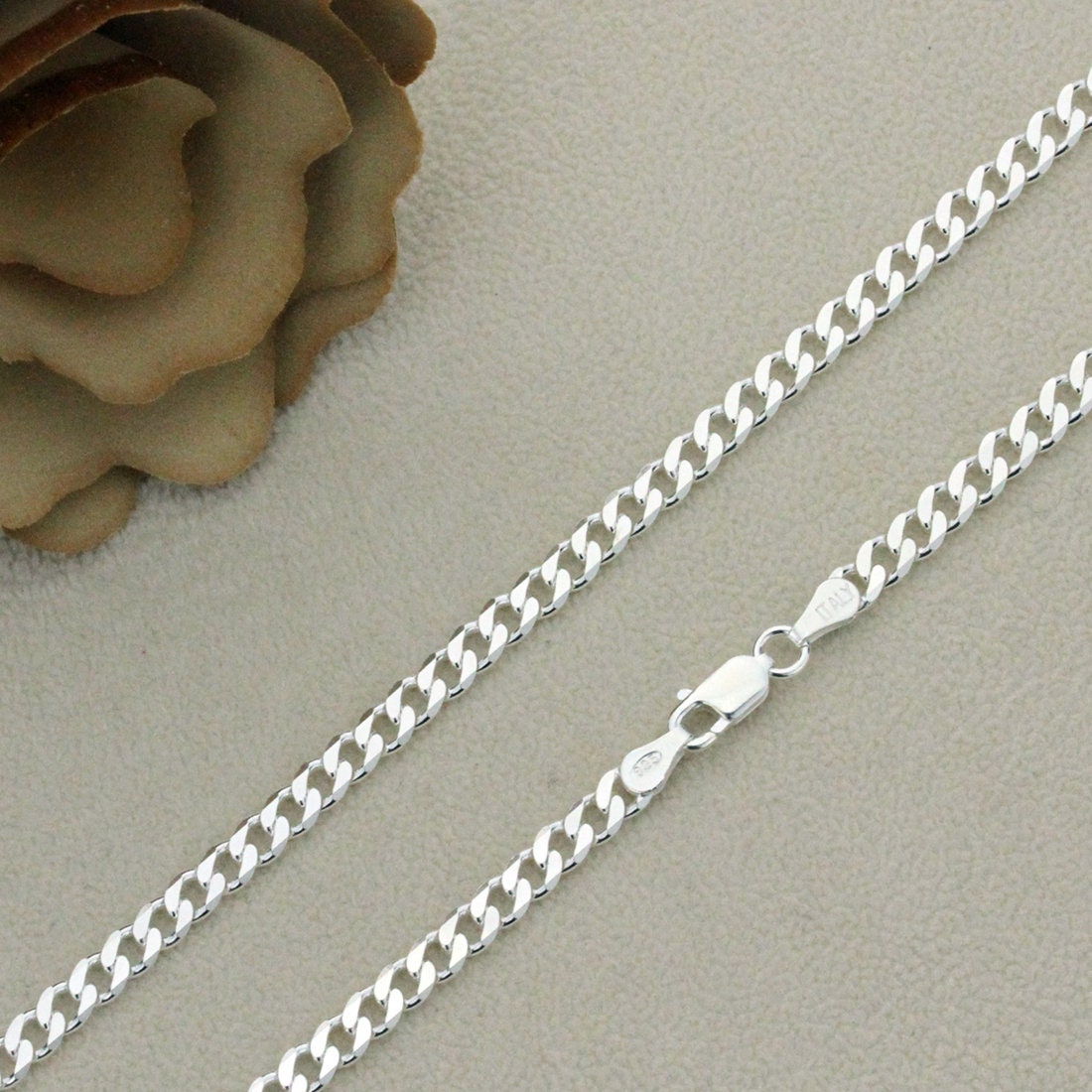 Women's Sterling Silver Chain Necklace CURB 925 Silver - Etsy