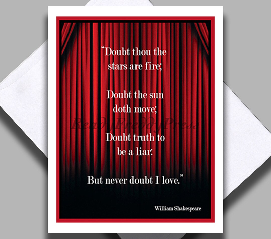 Single Love Card/ Valentine/ Romance/love/ Shakespeare/ Quote/ Hamlet ...