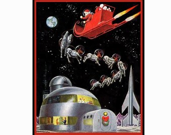 Space Santa Box Set of Moon Landing Christmas Cards From - Etsy