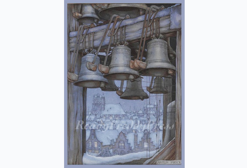 Christmas Card/ Holiday/ New Year/winter/ Snow/ Bells/ Vintage - Etsy