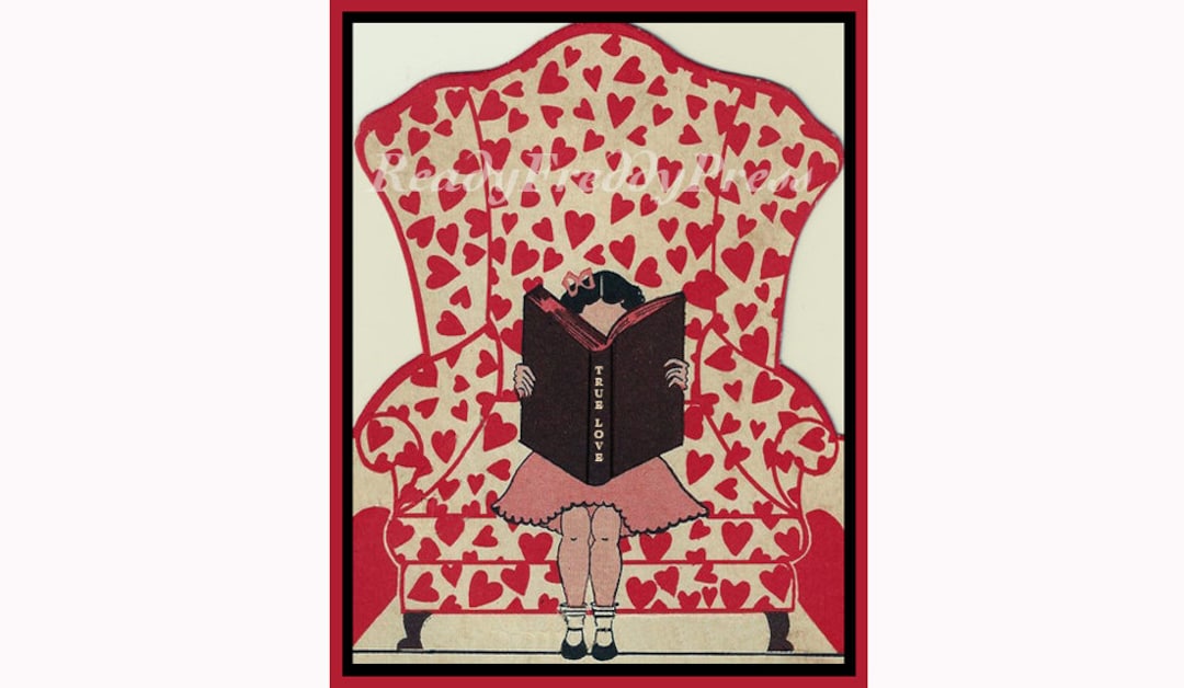 Valentine Notecards/ Big Chair/ Little Girl/ True Love Book/ Hearts ...
