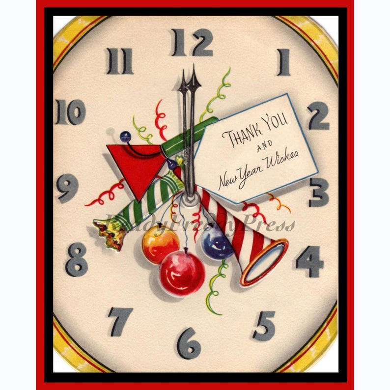 Thank You Notecards /holiday/new Years/thank You/ Vintage Image /boxed ...